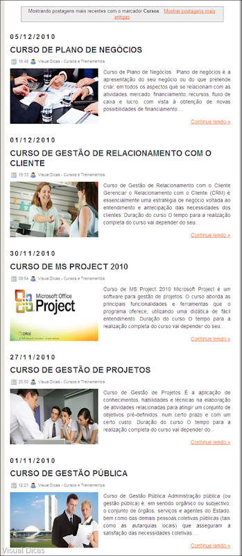 Visual Dicas: Como mostrar apenas títulos nas páginas dos Marcadores do Blogger…
